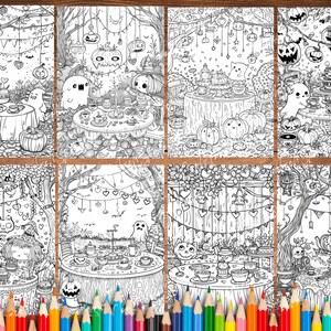 45 Spooky Party Halloween Coloring Book, Halloween Coloring Pages for ...