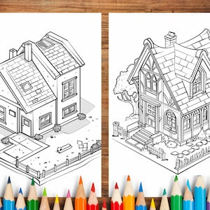 32 Isometric House Coloring Pages, Interior Isometric Coloring ...