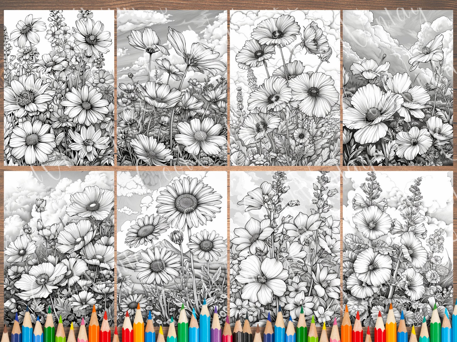 50 Floral Coloring Pages: Flower Coloring Book (digital Download) - Etsy