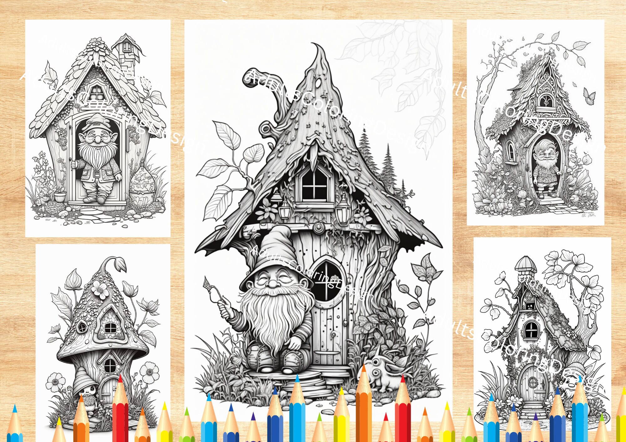 20 Gnome Fairy House Coloring Book Adults Kids Instant - Etsy