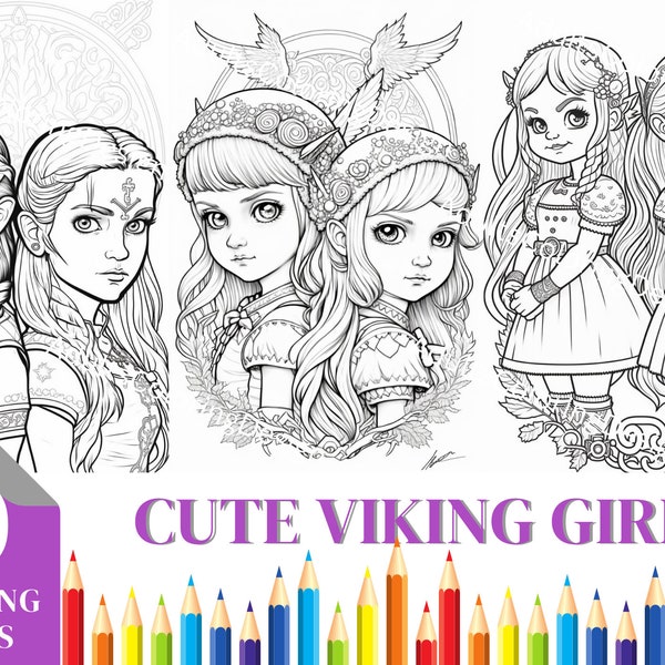 Viking Girl Coloring Pages - Etsy