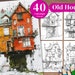 40 Homes Coloring Book ,printable Adults Kids Coloring Pages ,instant ...