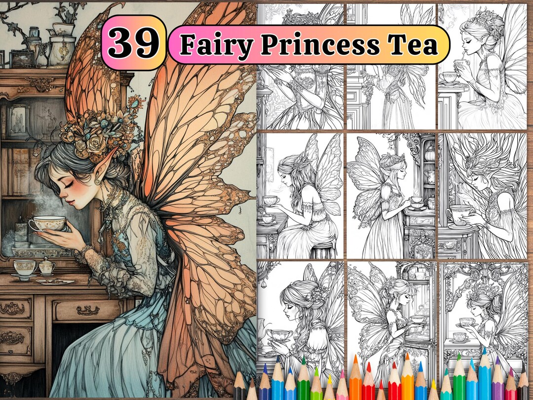 Fairy Princess Tea Party Coloring Pages: 39 Whimsical Printable Designs ...