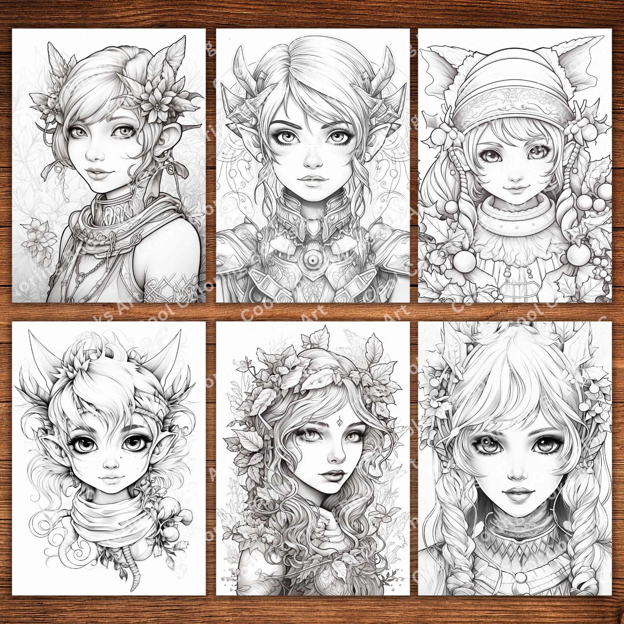 24 Cute Eli Girls Fantasy Anime Coloring Page, Adults Kids Instant ...