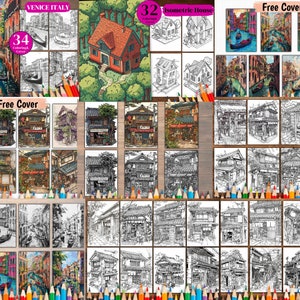 2000+ Buildings Coloring Book Bundle , Printable City Houses Coloring ...