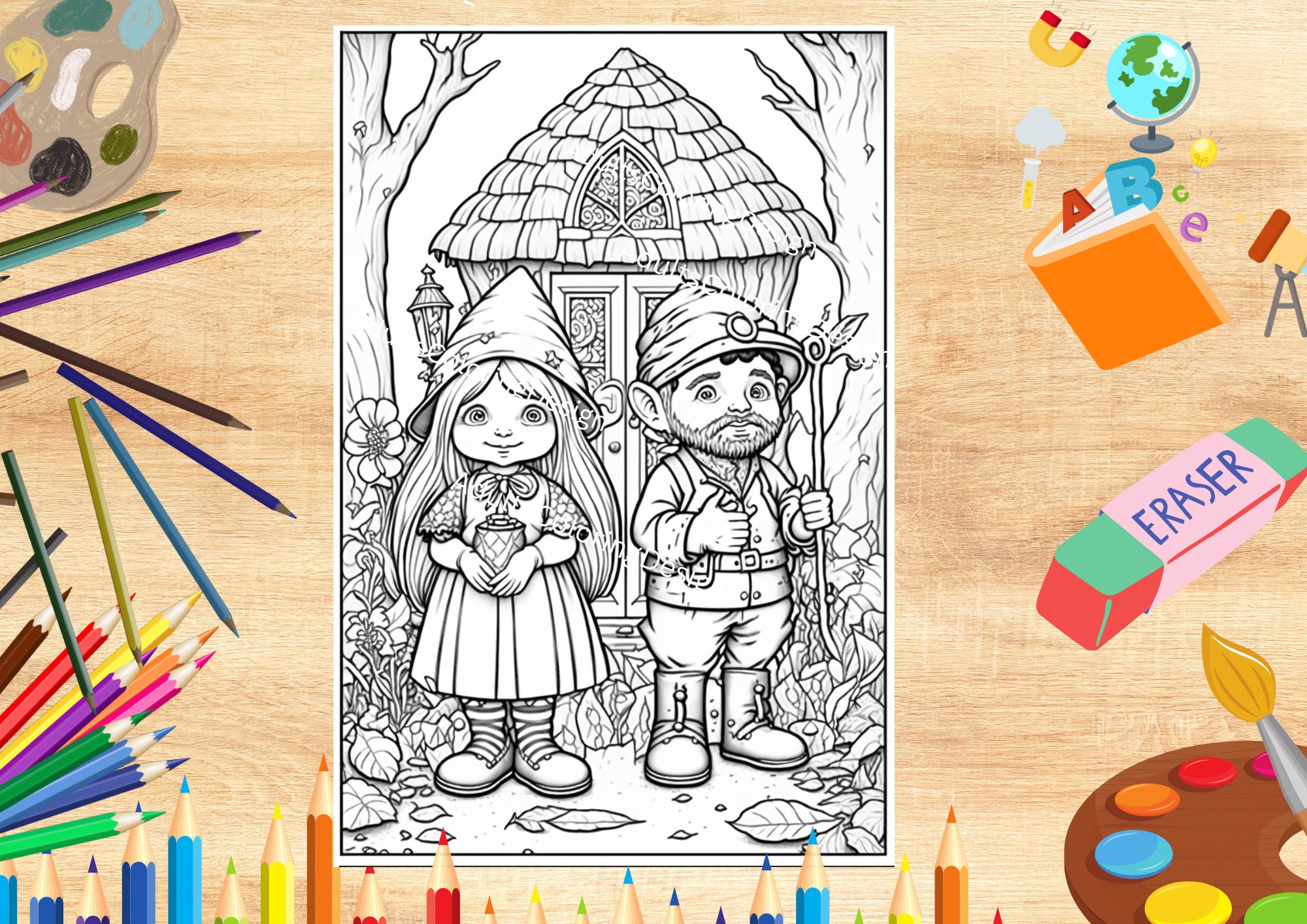 20 Gnome Fairy House Coloring Book Adults Kids Instant - Etsy