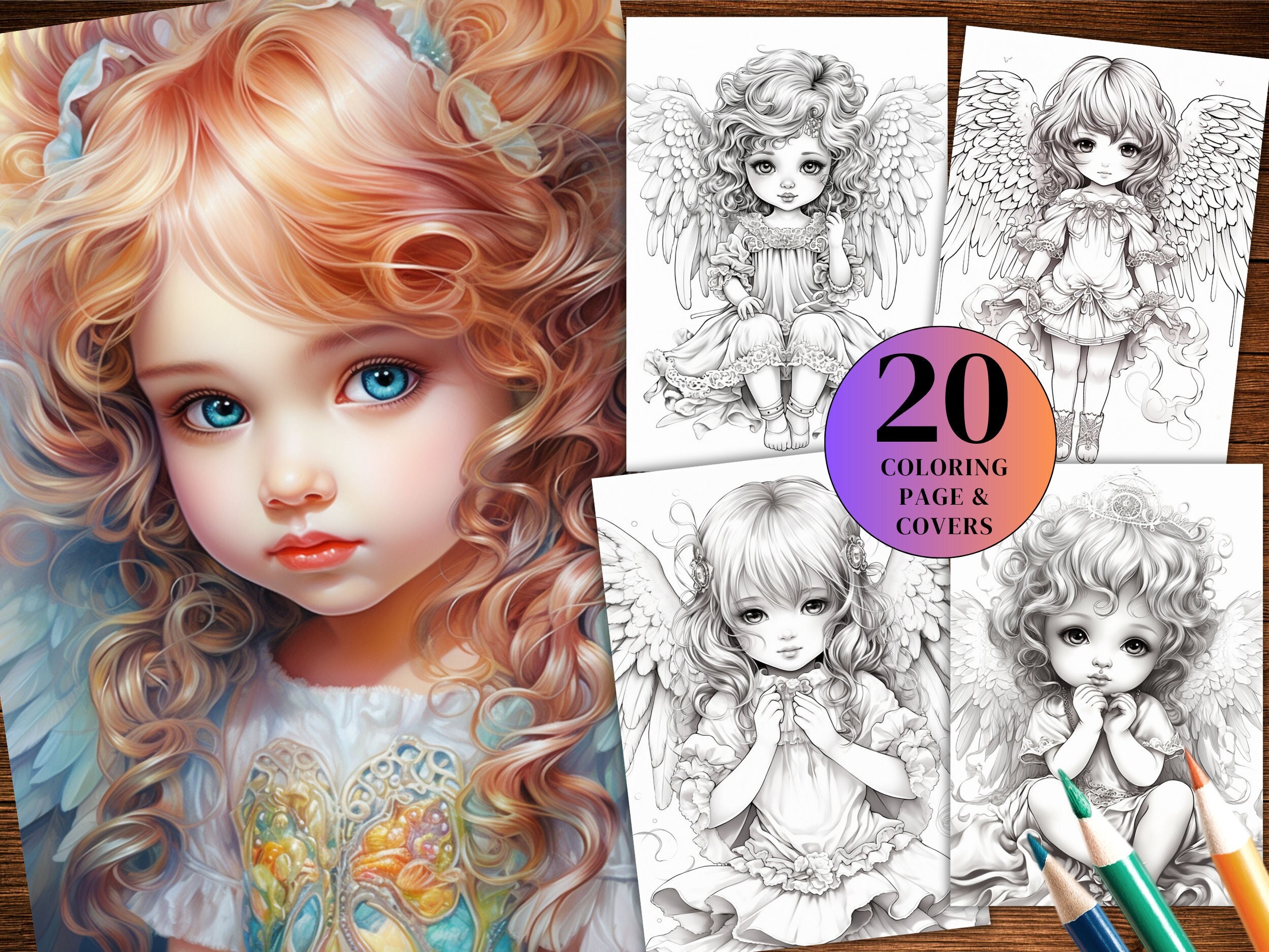 20 Little Angels Coloring Pages for Adults and for Kids for Relax and ...