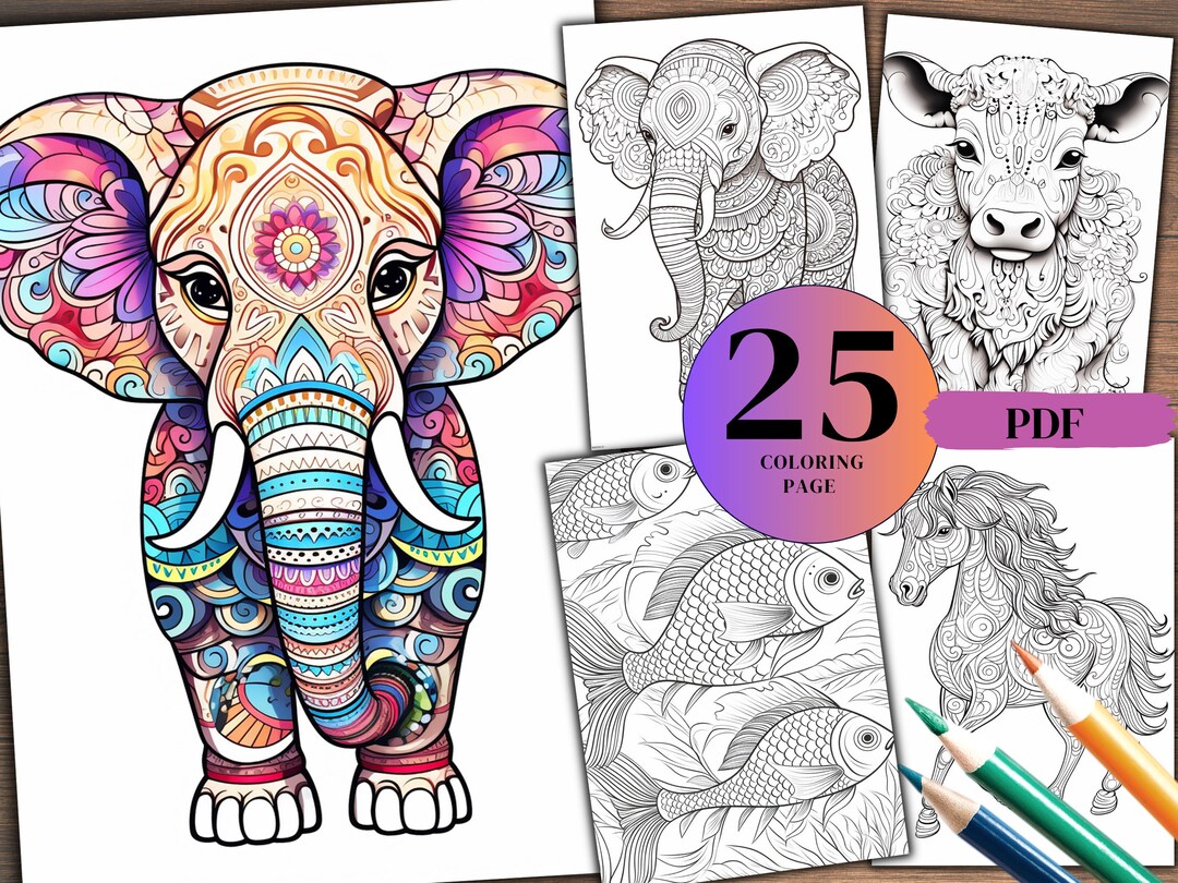 25 Animal Doodles Coloring Pages for Kids and Adults, Cute Doodle ...