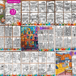 2000+ Buildings Coloring Book Bundle , Printable City Houses Coloring ...