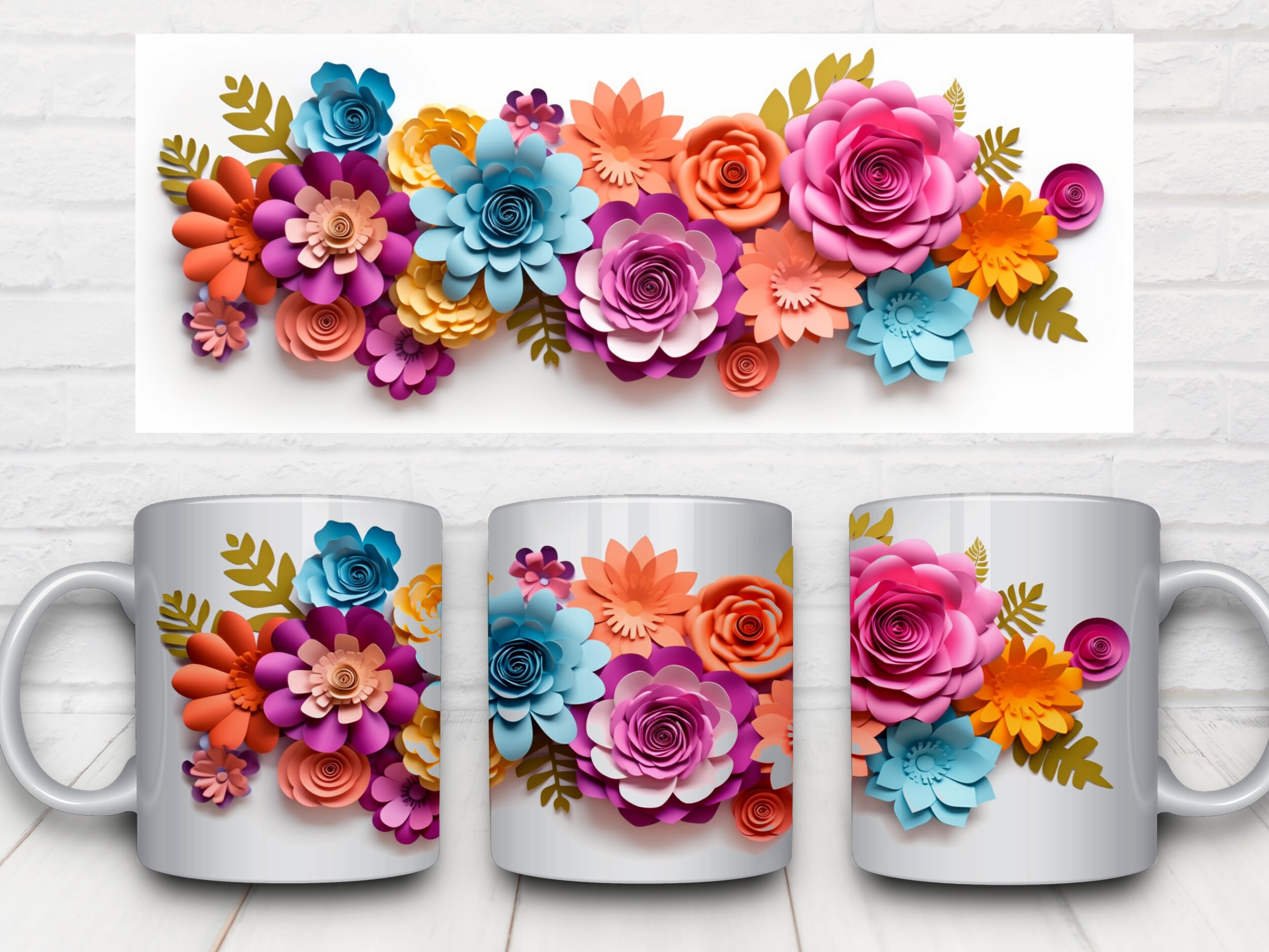3D Flowers Mug Wrap Template Bundle Sublimation Mug Design - Etsy