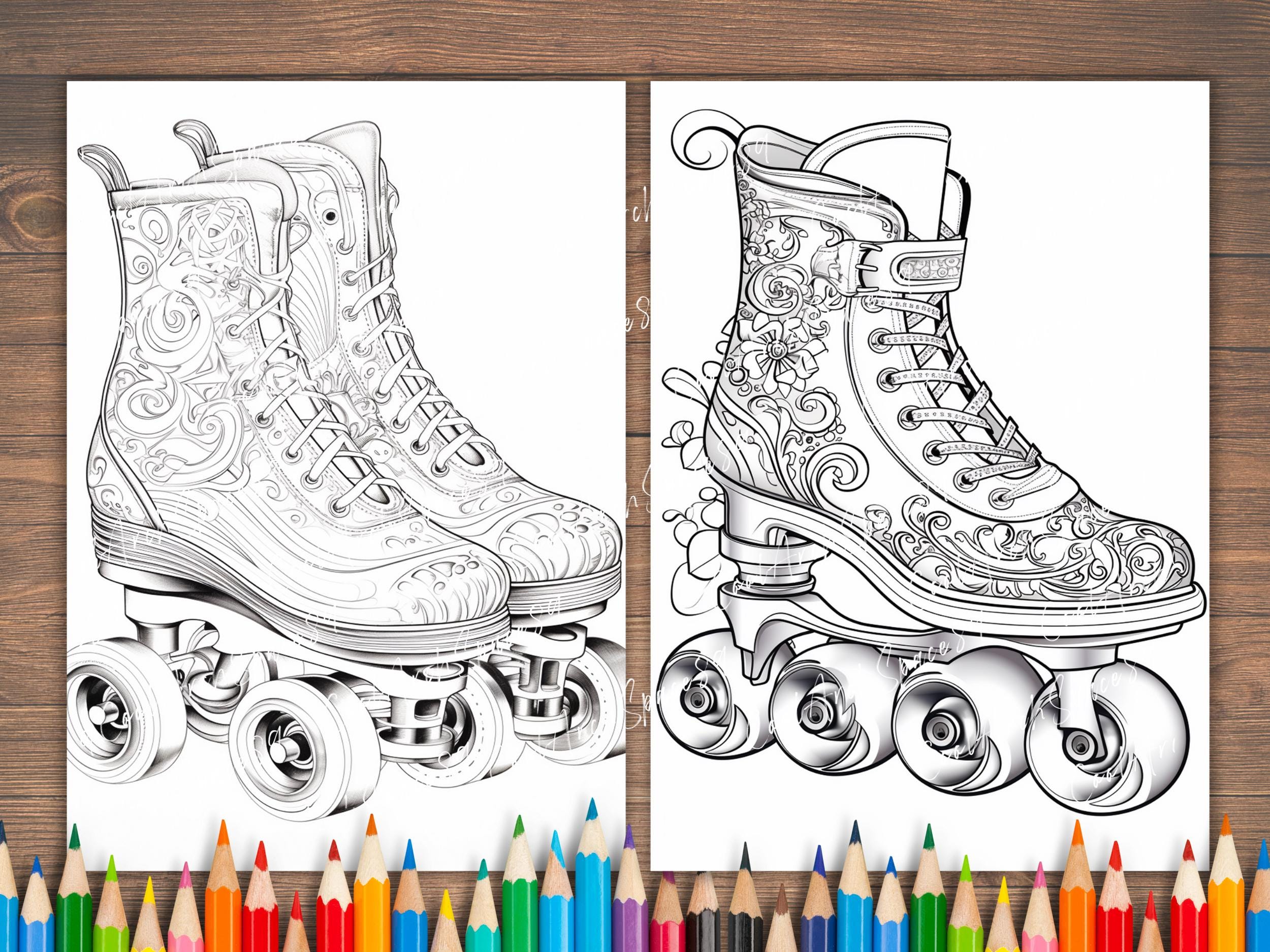 38 Retro Skate Disco Coloring Pages: 80s Party Activity (PDF) - Etsy