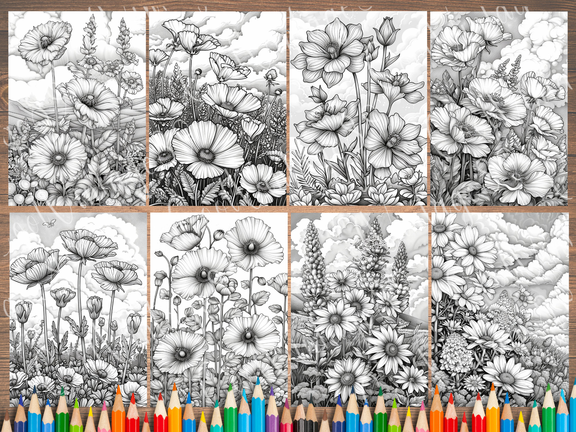 50 Floral Coloring Pages: Flower Coloring Book (digital Download) - Etsy