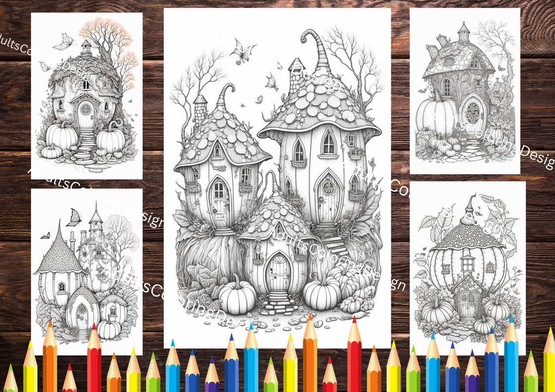 20 Pumpkin Fairy Houses Coloring Pages , Printable Adult Coloring Pages ...