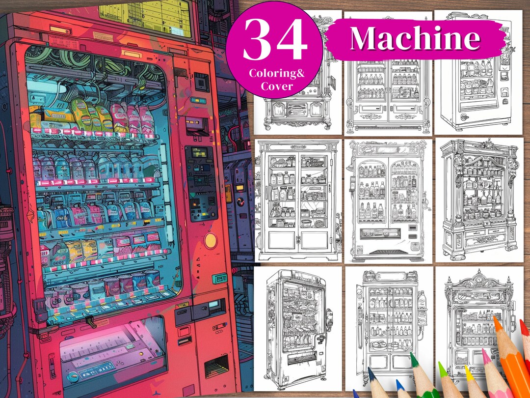 34 Machine Coloring Printable PDF Sheets, Adults + Kids. - Etsy