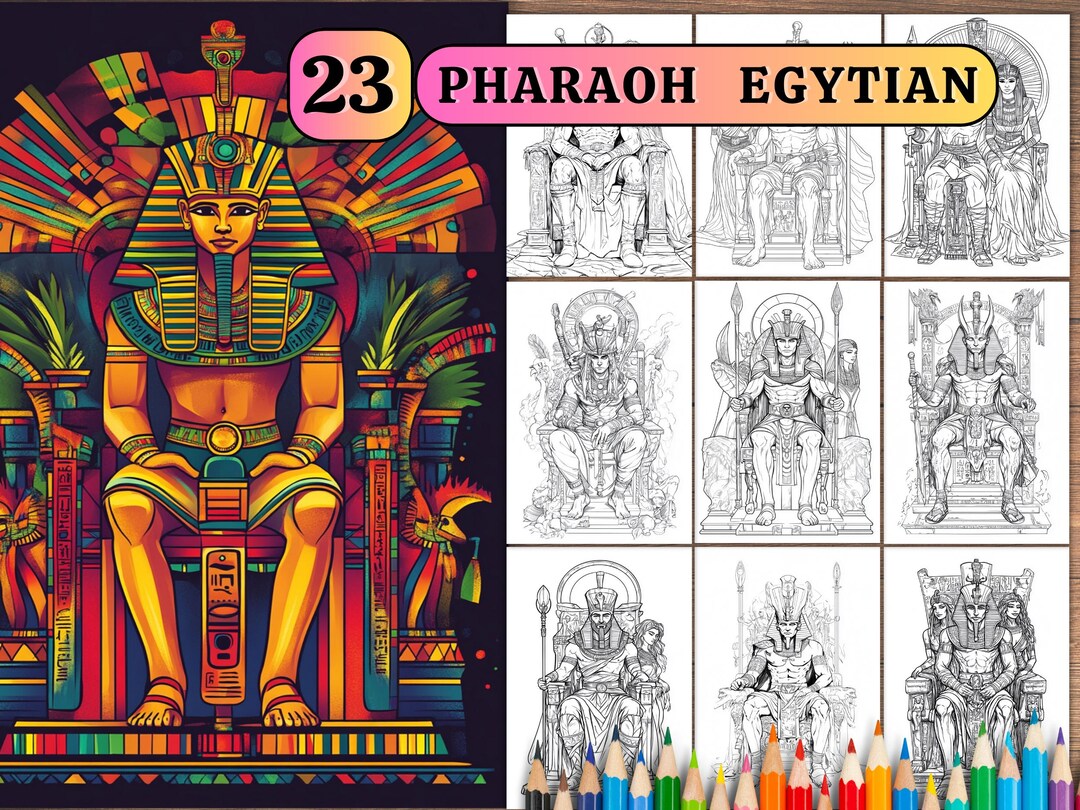 23 Pharaoh on Throne Coloring Pages ,majestic Egyptian Royalty Coloring ...
