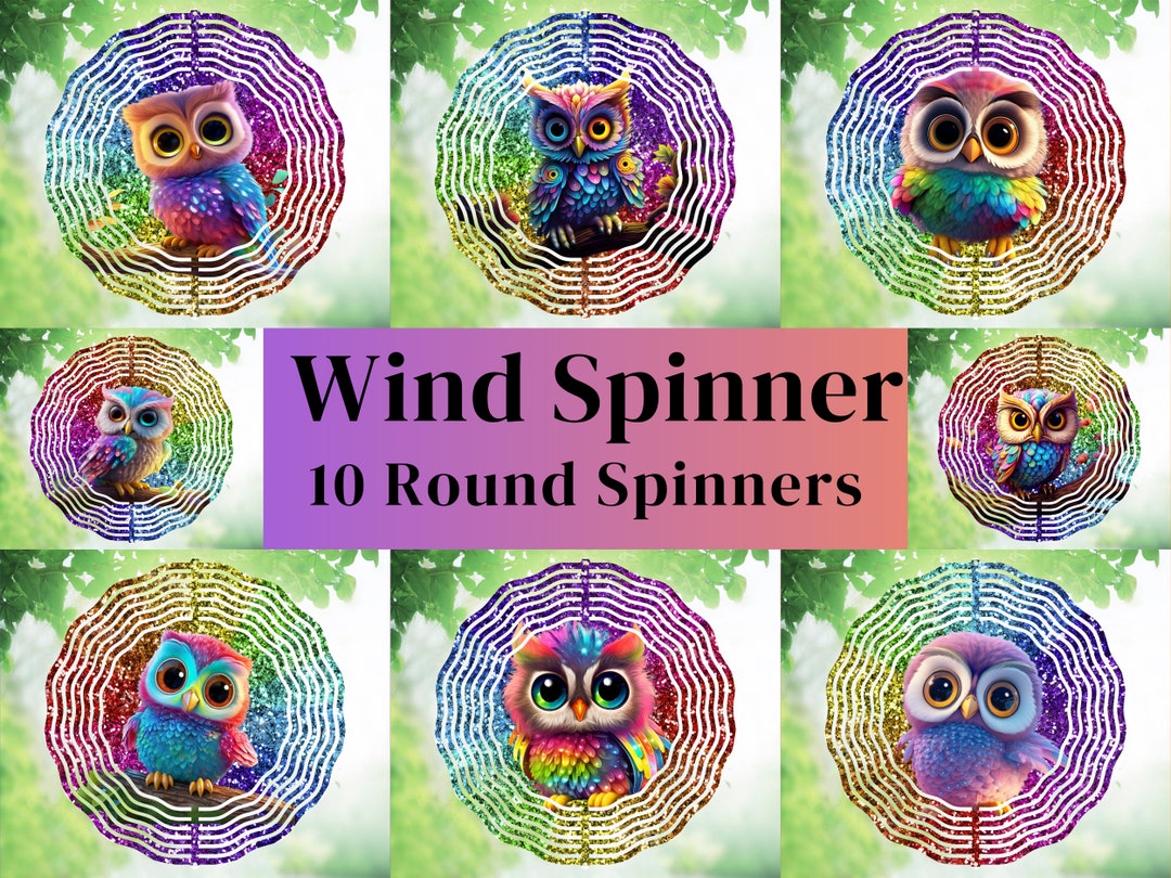 10 Owl Neon Glitter Wind Spinner Sublimation Design Bundle - Etsy