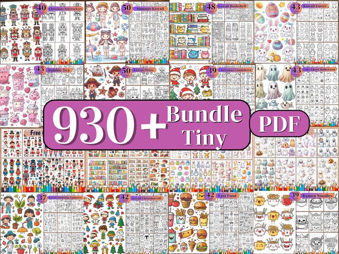 930 Tiny Coloring Books Bundle , Tiny Coloring Pages, Kids and Adult ...