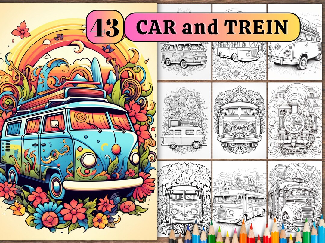 34 Train & Car Random Transport Coloring Page ,coloring,train Book,bike ...