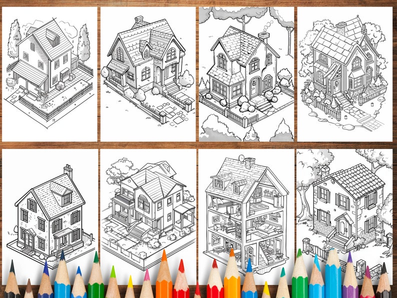 32 Isometric House Coloring Pages, Interior Isometric Coloring ...