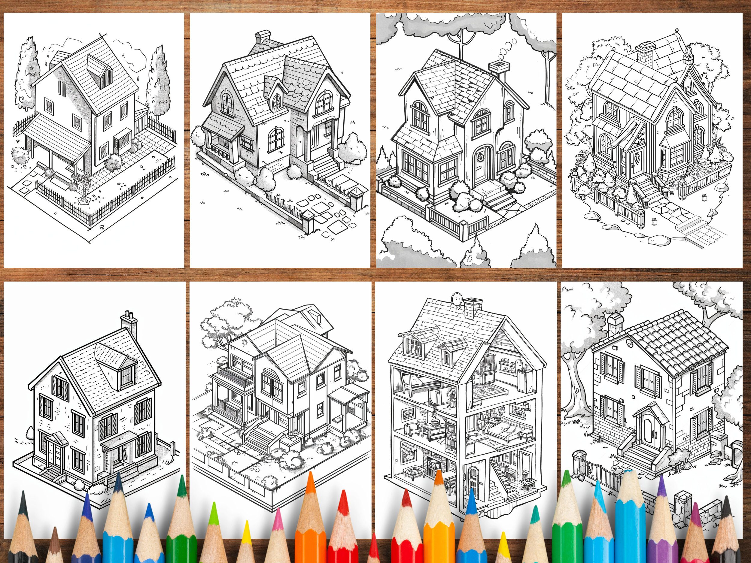 32 Isometric House Coloring Pages, Interior Isometric Coloring ...