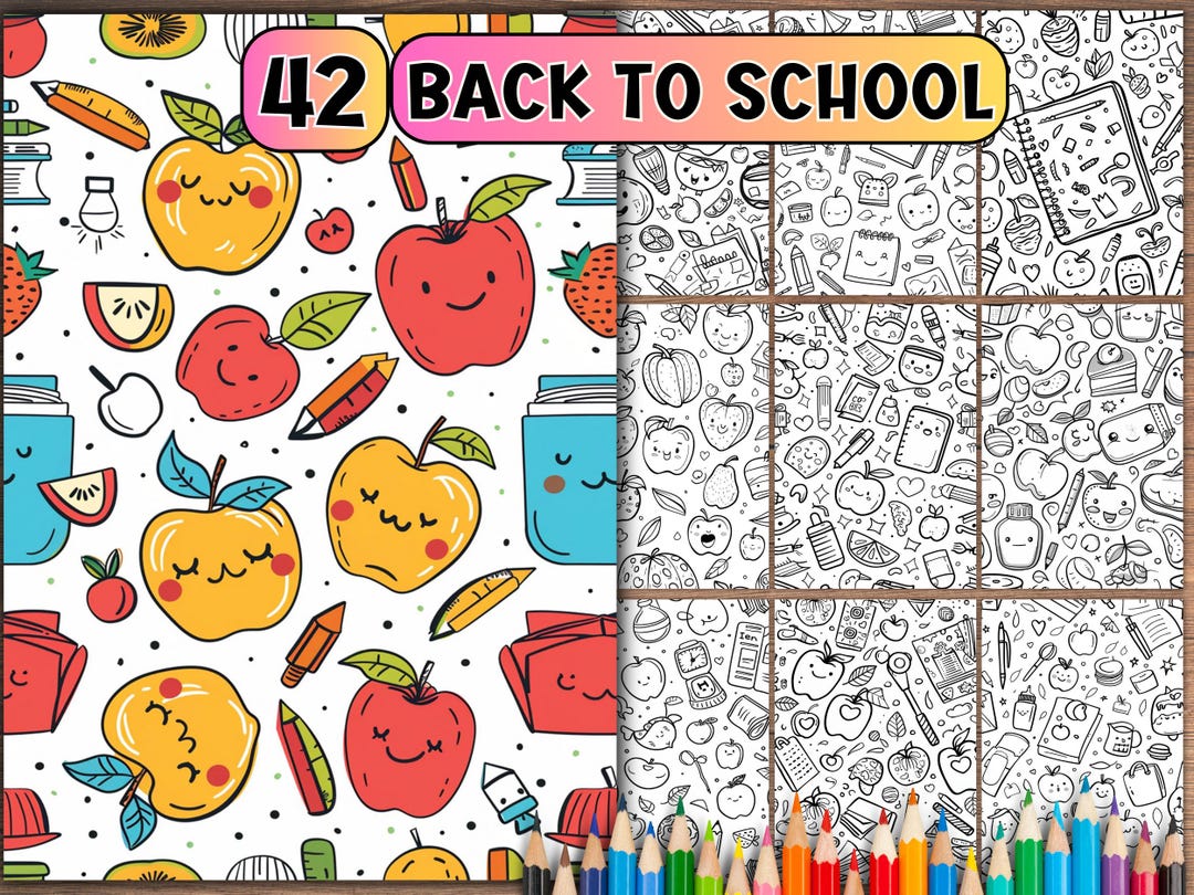 42 Doodle School Coloring Pages: Fun Learning Activity (PDF) - Etsy