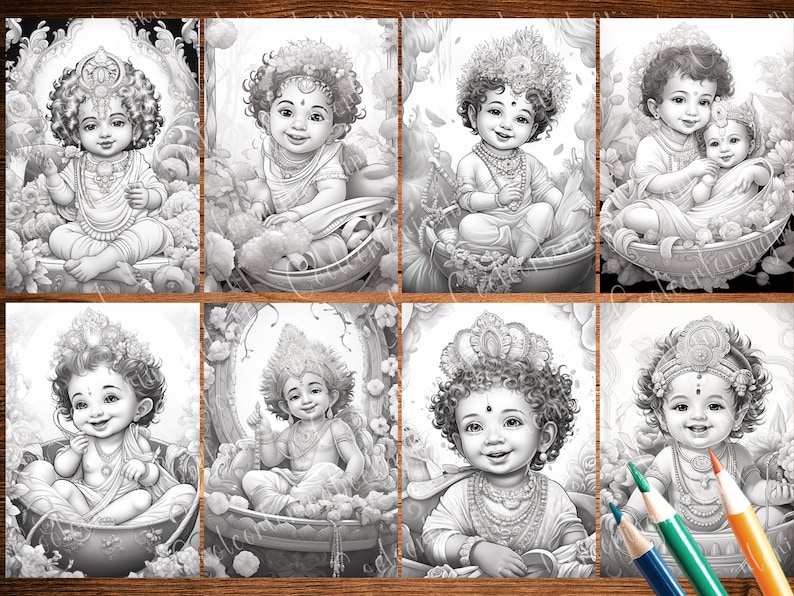 15 Baby Krishna Coloring Page , Printable , Digital Download PDF JPE ...