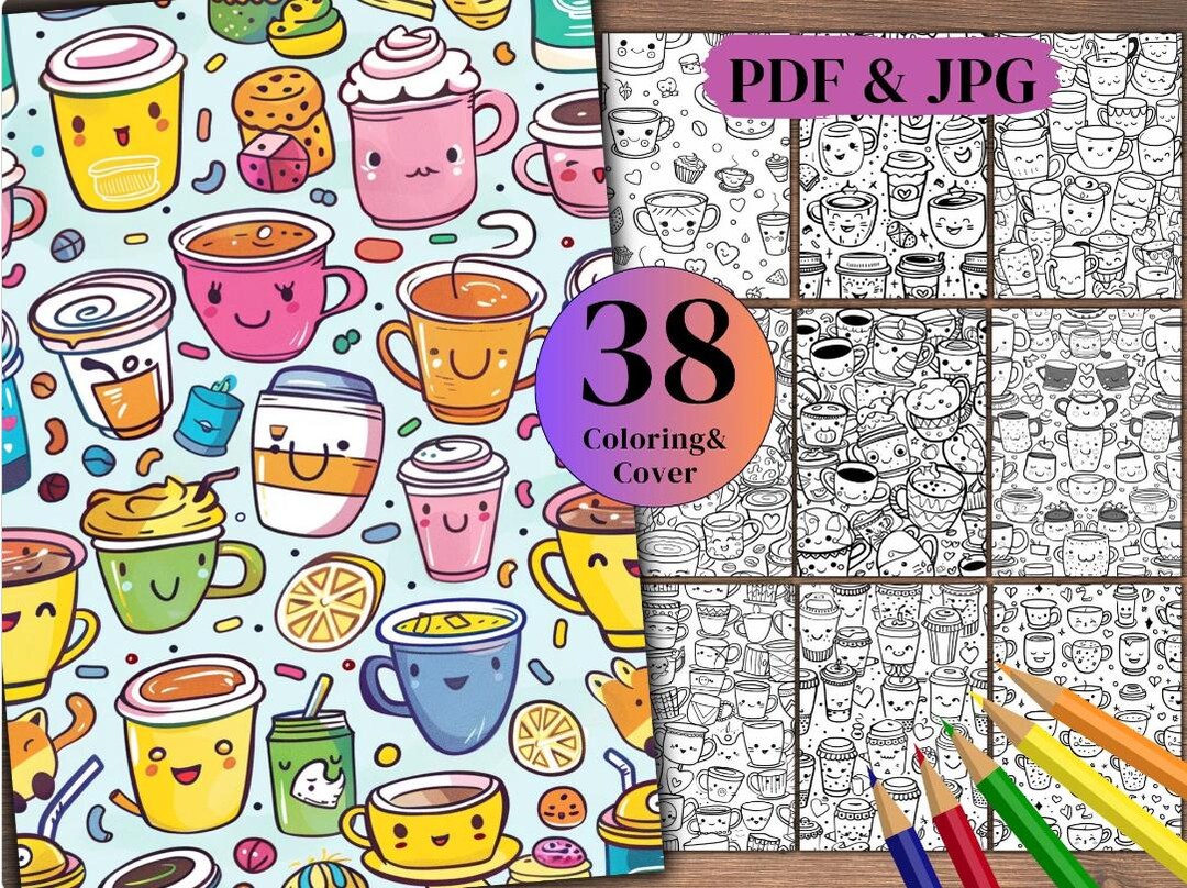 38 Coffee Doodle Coloring Page, Fun and Relaxing Printable Art, Coffee ...
