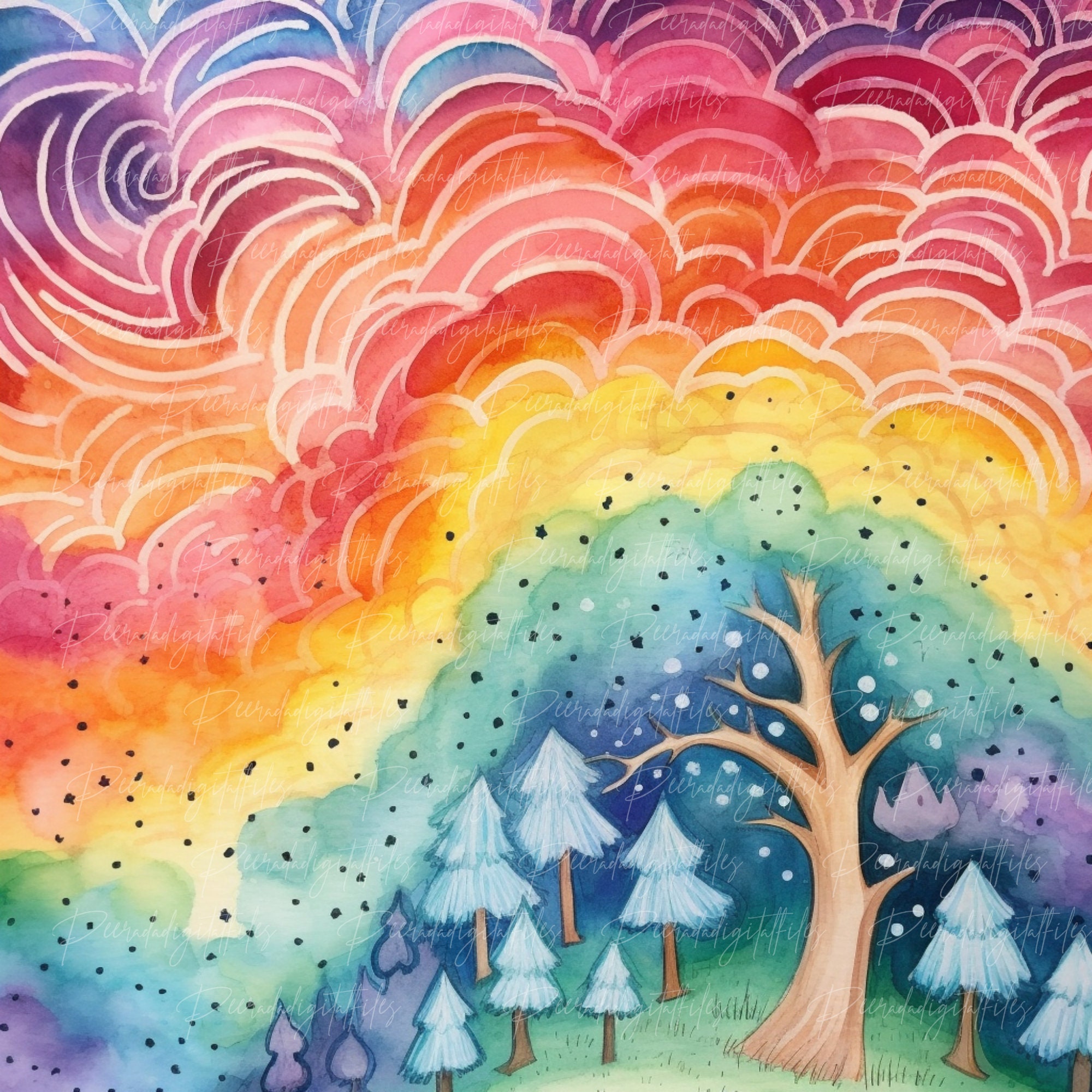 10 Watercolor Rainbow Digital Paper Rainbow Backgrounds - Etsy