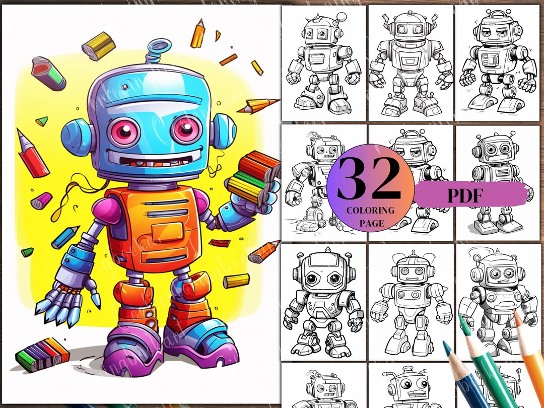 32 Robot Coloring Pages for Kids, Cute Robot Printables, Robots ...