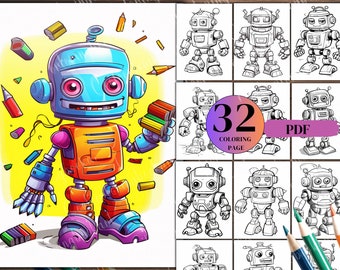 Robot Coloring Pages for Kids: 10 PDF Cute Robot Printables, Robots ...