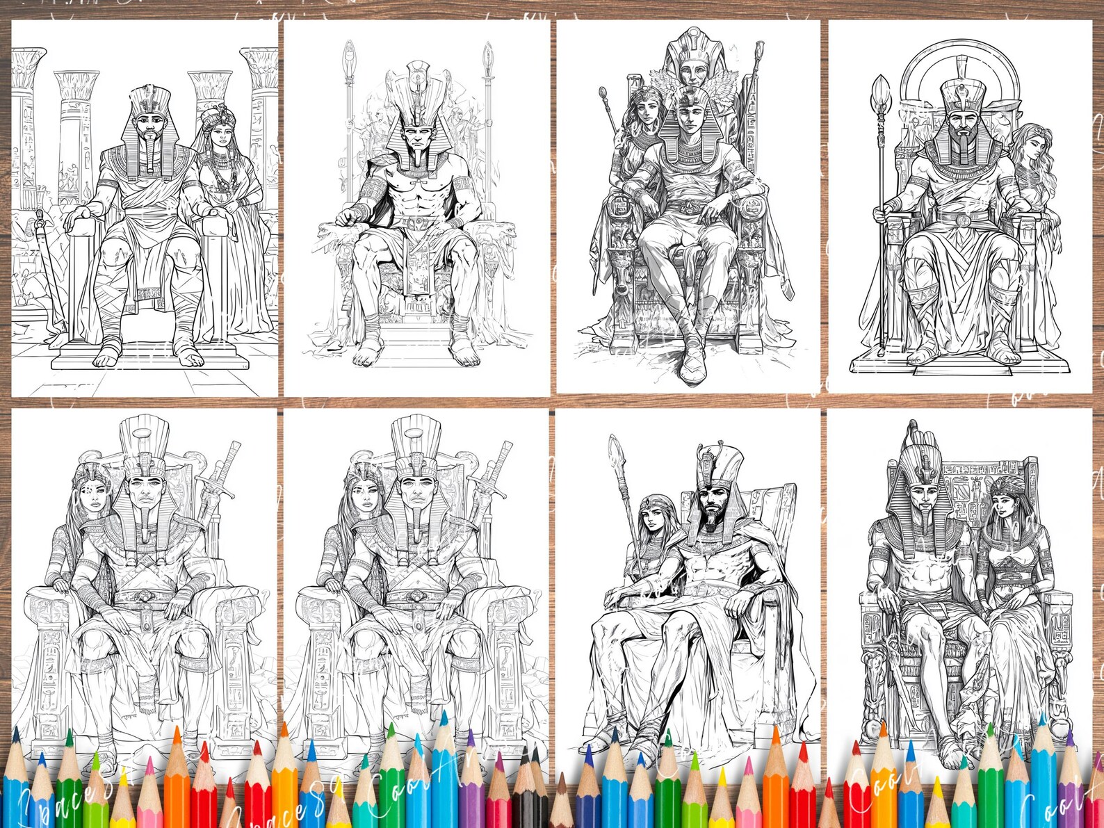 Egyptian Royalty Coloring Pages ,23 :digital Downloads. - Etsy