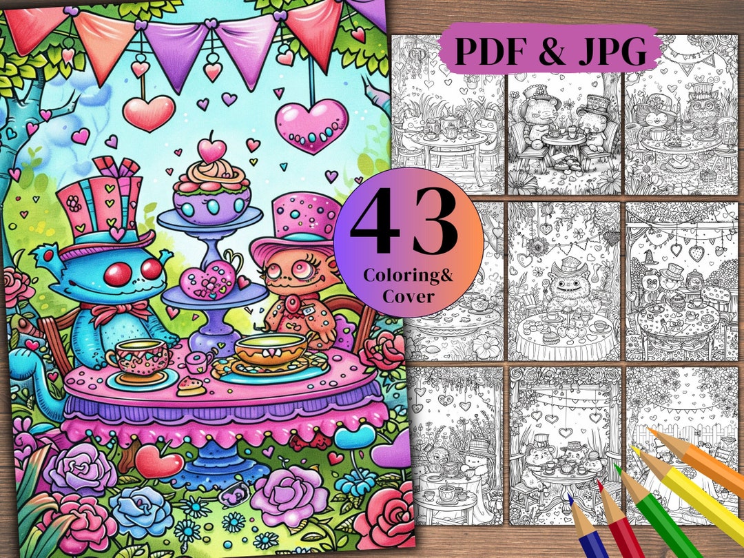 43 Monster Tea Party Coloring Books , Digital Downloads PDF & JPG Files ...