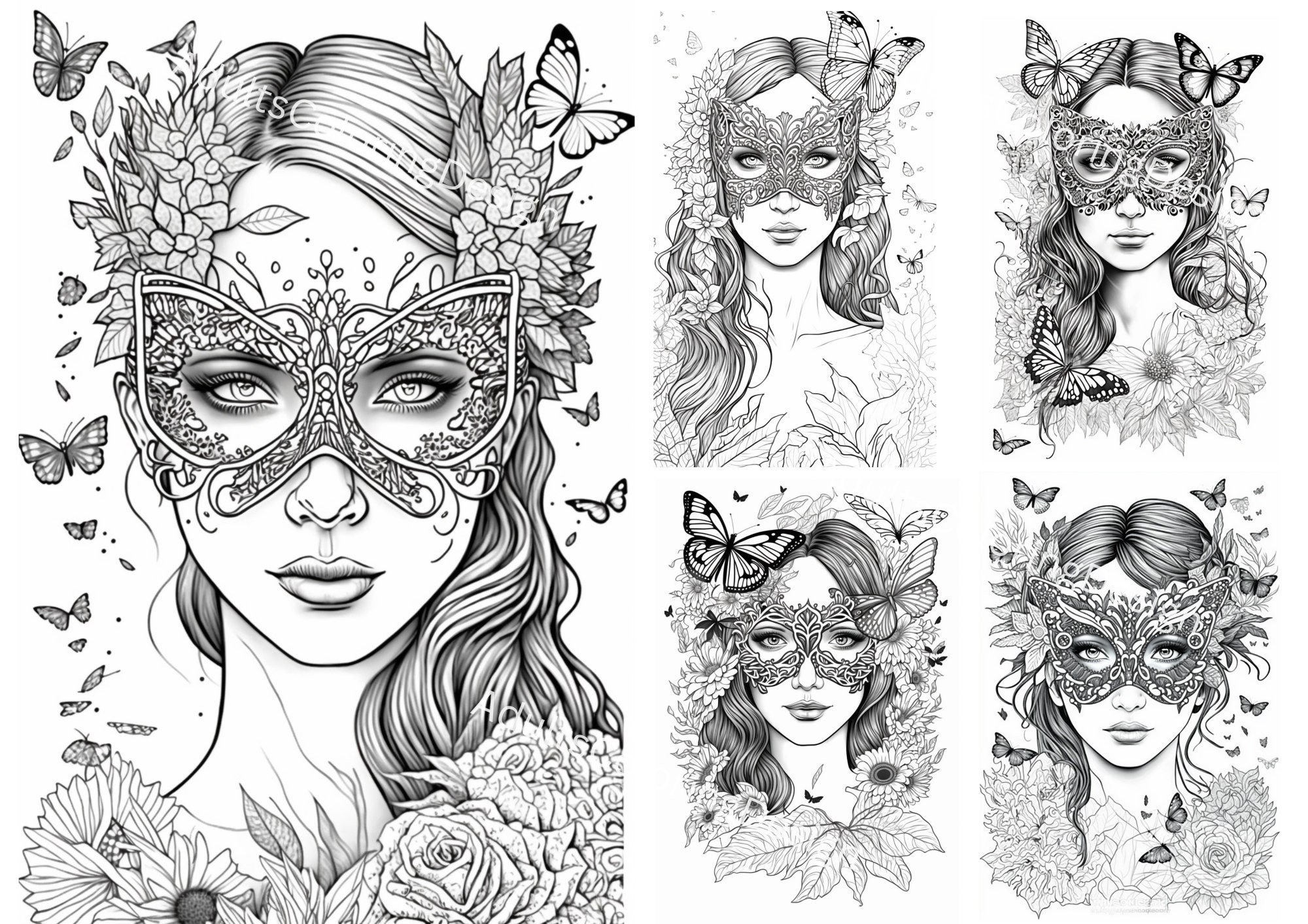 20 Winged Beauties , Insect Queens Set Coloring Pages ,printable Adult ...