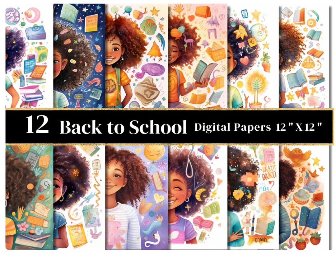 Little Black Girl Back to School Background, Cute Afro Girl School ...