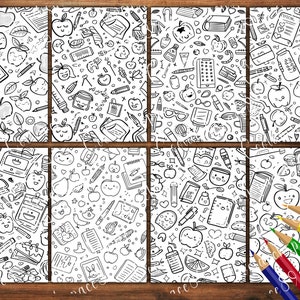 34 Back to School Doodle Coloring Retro Back to School Coloring School ...