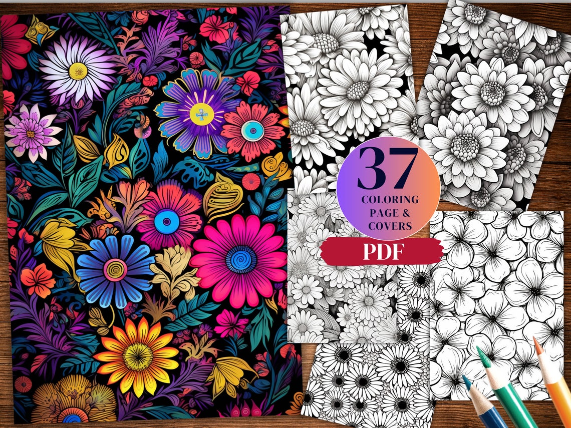 37 Flower Coloring Book Pages, Floral Coloring Page, Printable Flowers ...