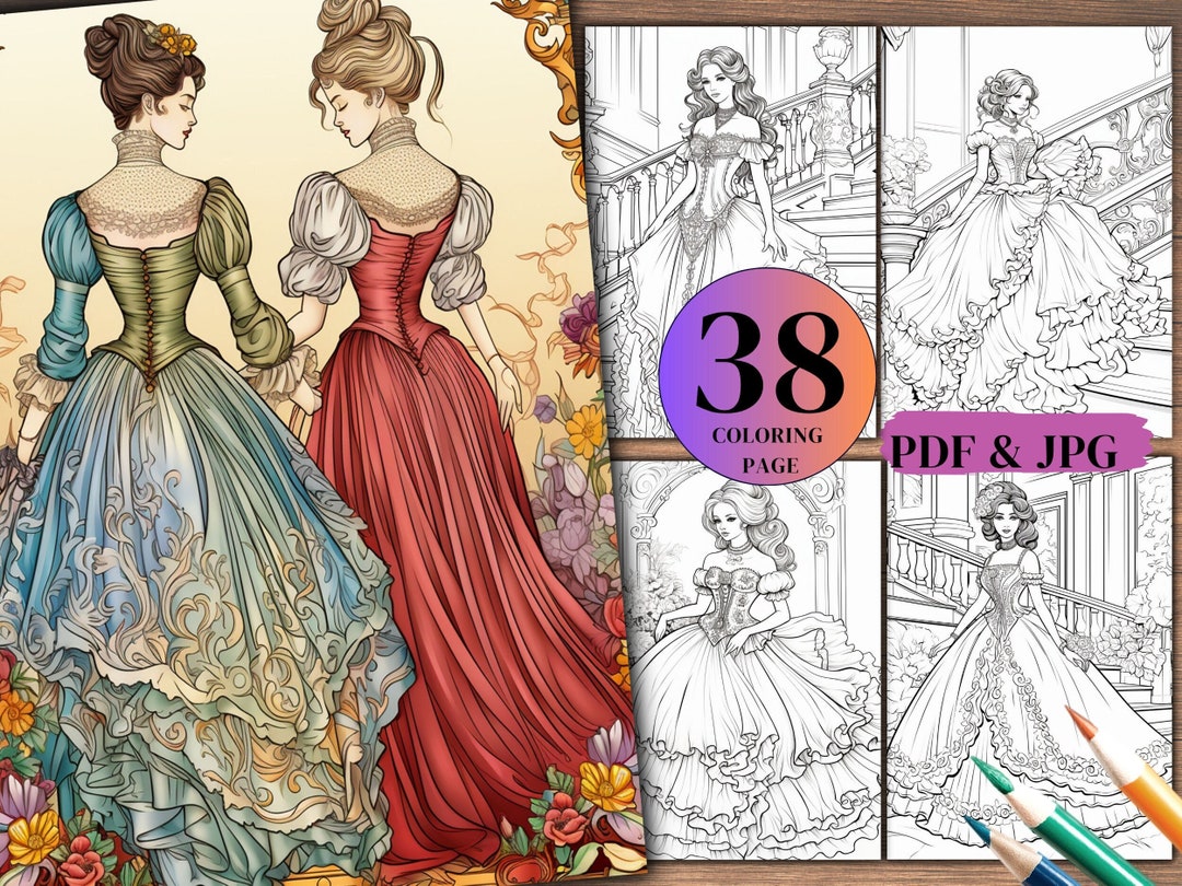 Victorian Coloring Book: 38 Printable Scenes (PDF) - Etsy