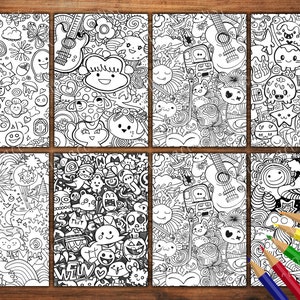 37 Groovy Retro Doodle Coloring Pages, Instant Download, Printable ...