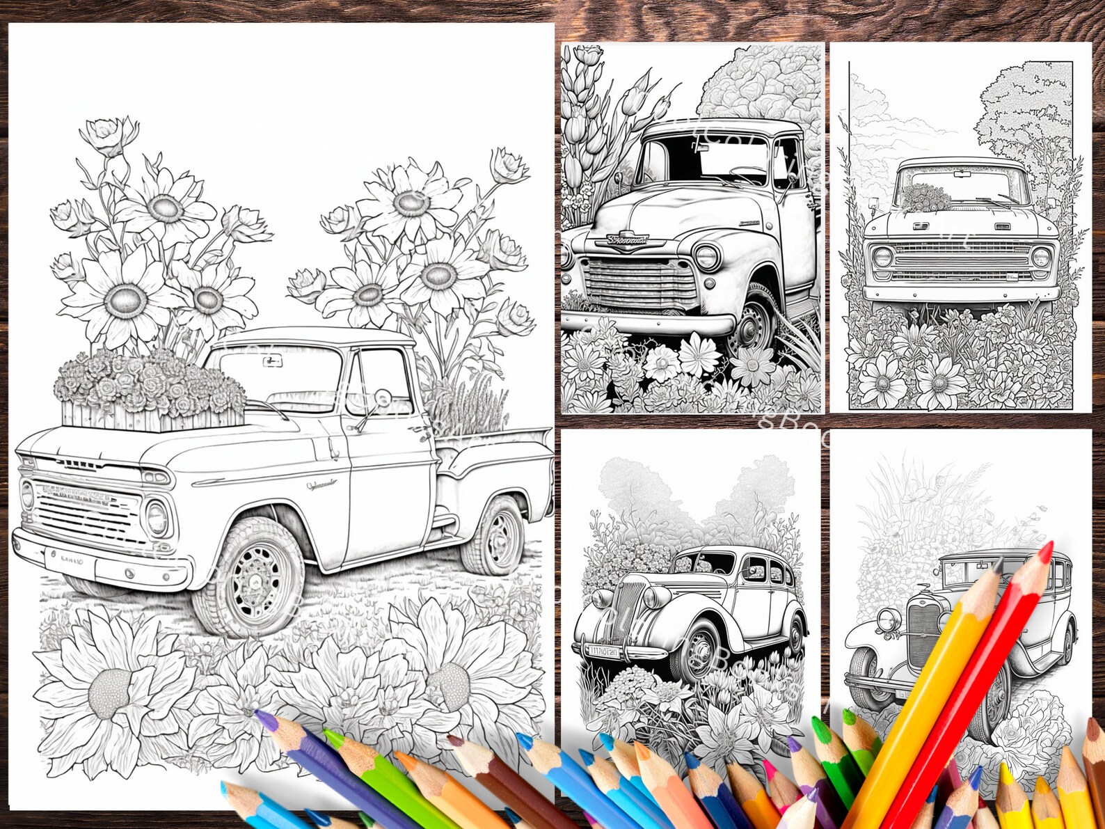 22 Groovy Flowers Car Coloring Pages for Adults , Printable JPG Pages ...