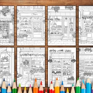 Bakery Shop Coloring Pages: French Patisserie Grayscale Sheets (PDF) - Etsy