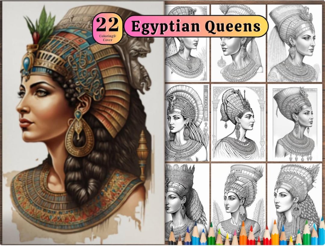 Egyptian Queens Coloring Pages: Nefertiti & Cleopatra (digital Download ...