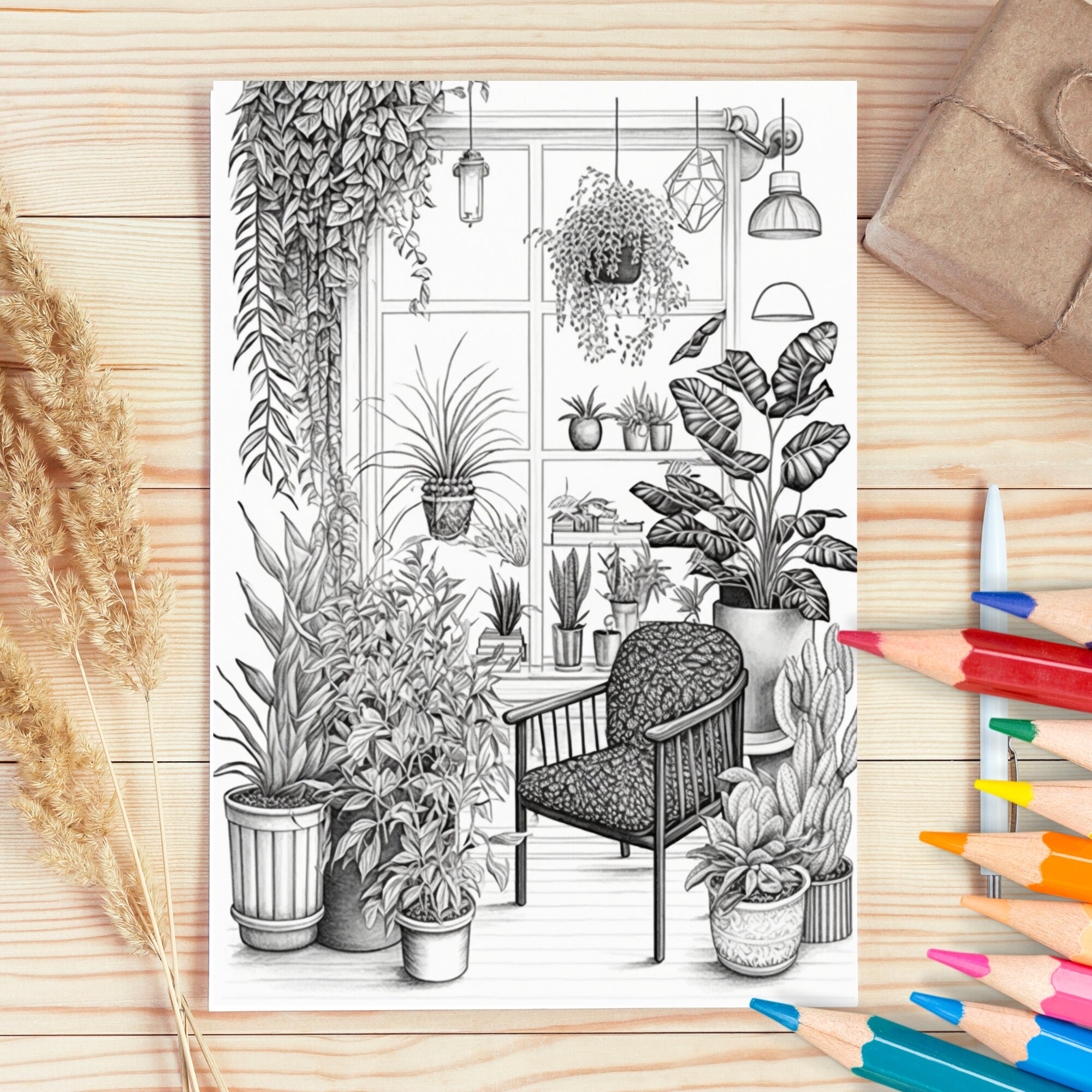 25 Boho Interiors Coloring Pages for Adults (PDF & JPG) - Etsy