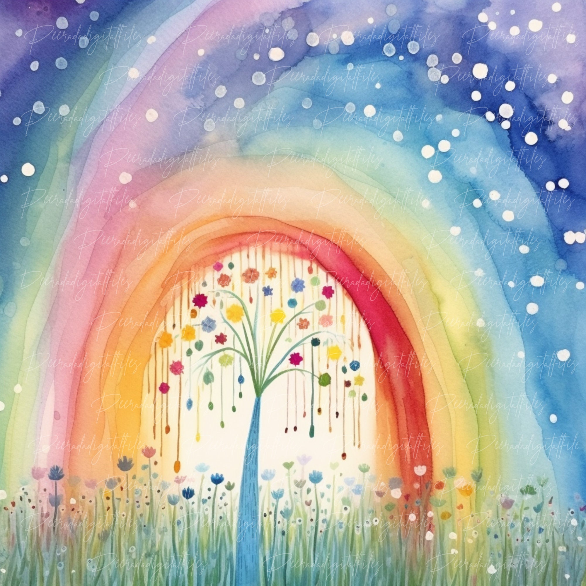 10 Watercolor Rainbow Digital Paper Rainbow Backgrounds - Etsy