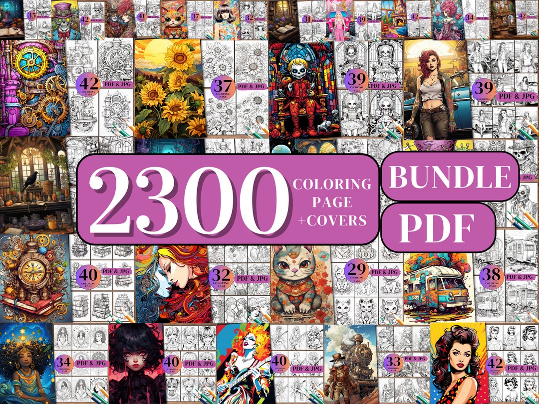 2300 Coloring Bundle Coloring Book, Printable PDF, Coloring Pages ...