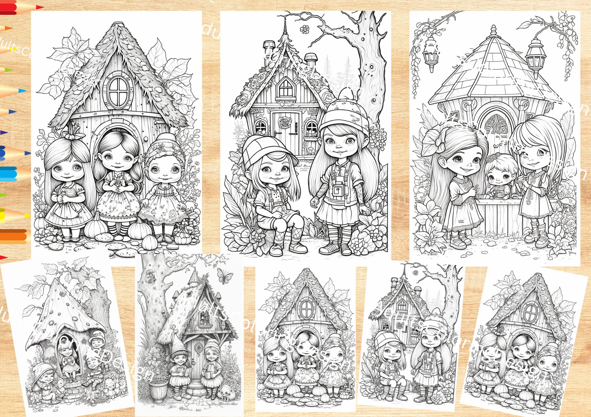 20 Gnome Fairy House Coloring Book Adults Kids Instant - Etsy