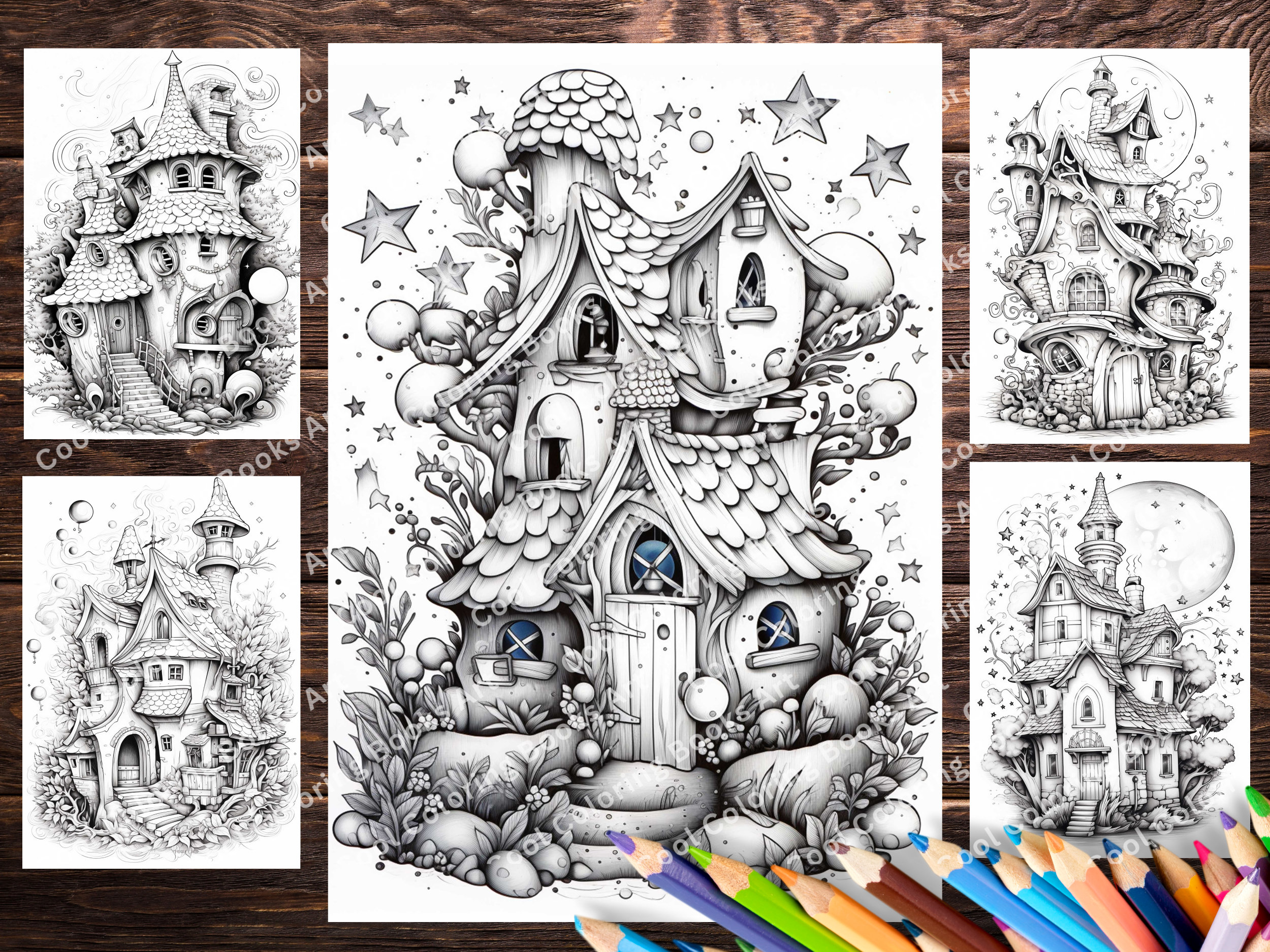 34 Fairy House Coloring Book Adults Kids Instant Download - Etsy