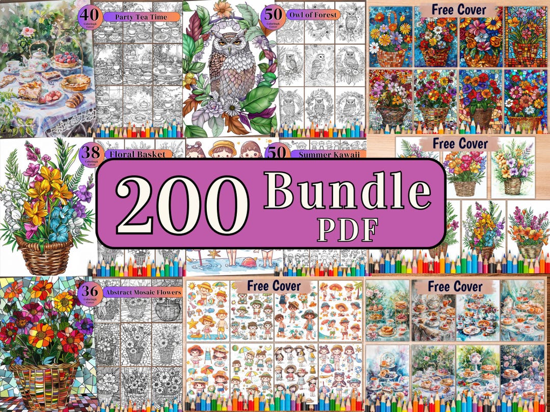 200+ Summer Doodle Coloring Pages: Flowers, Owl Art (digital Download ...