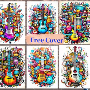 25 MUSIC Doodle Coloring Page, MUSICAL Digital Adult Coloring Print ...