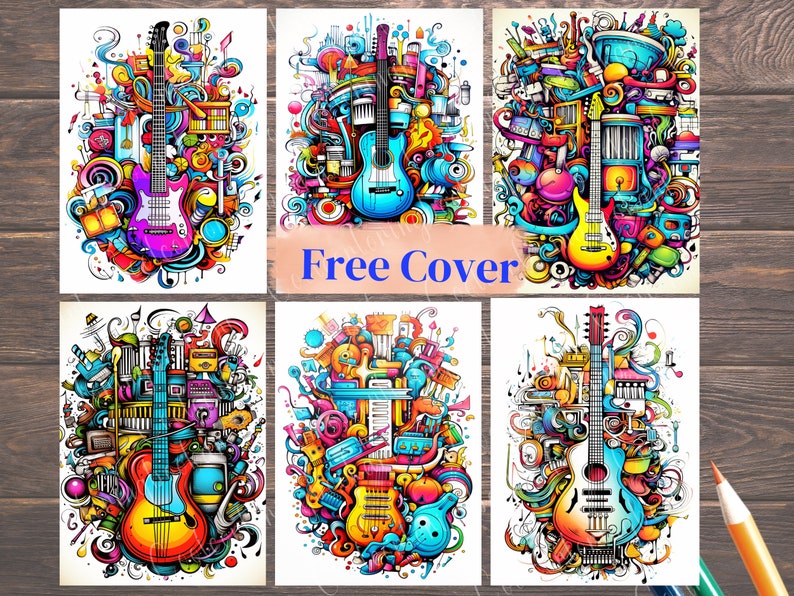 25 MUSIC Doodle Coloring Page, MUSICAL Digital Adult Coloring Print ...