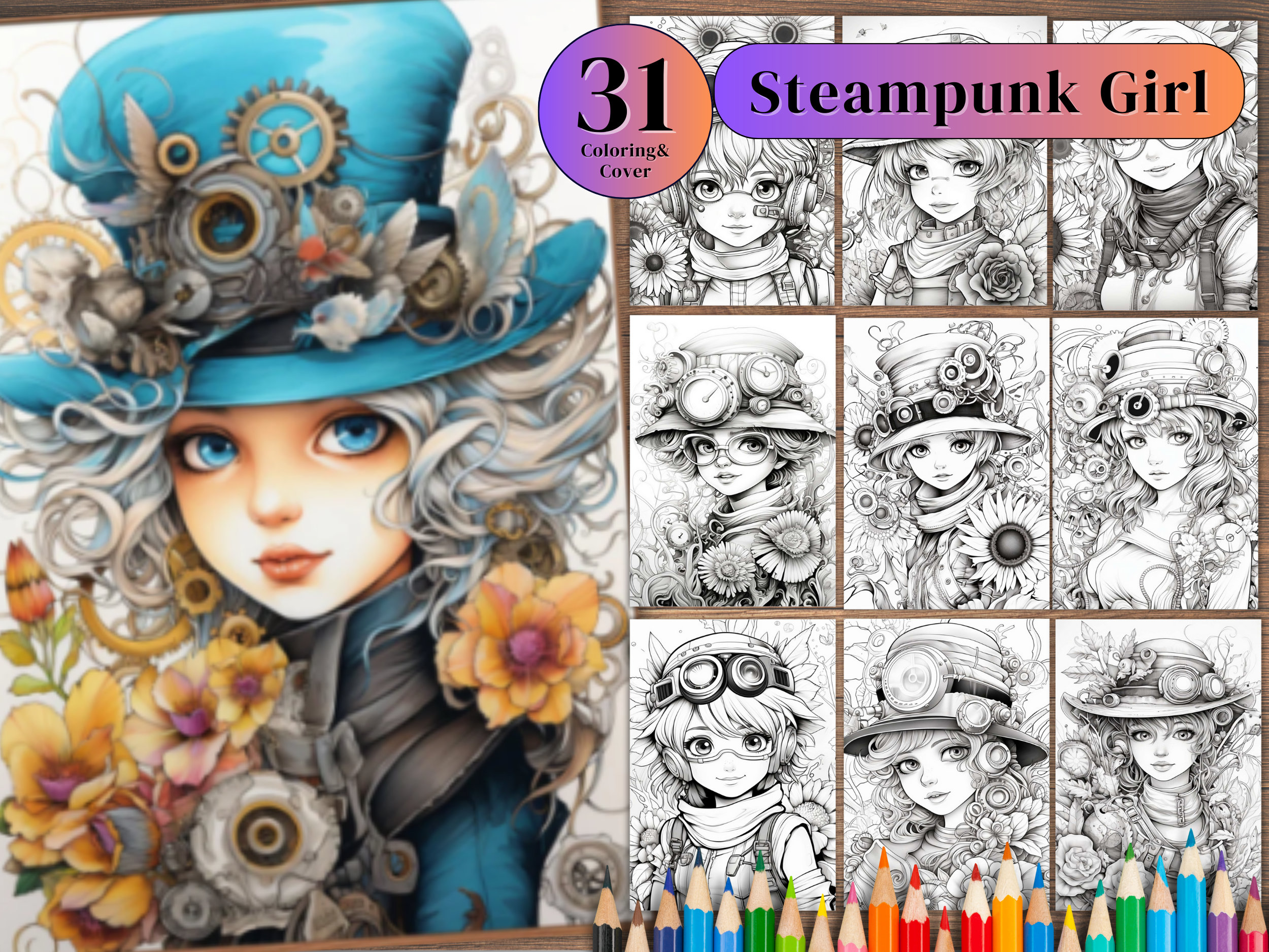 31 Steampunk Coloring Pages, Steampunk Adults Printable Coloring Page ...